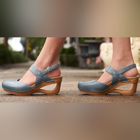 Dansko | Shoes | Dansko Taci Slingback Clog Sandal In Denim Leather ...